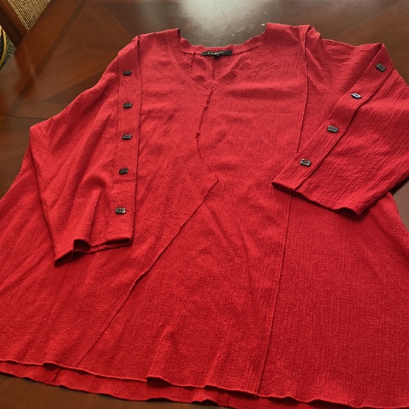 caleaas | Tops | Red 3x Caleaas Top Comfy Easy Care Material Youll Love ...